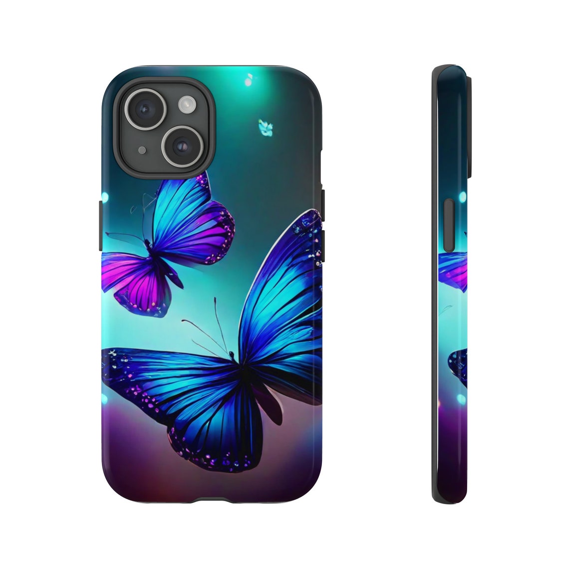 Neon Blue and Purple Butterflies Tough Phone Cases, Butterfly Lovers ...