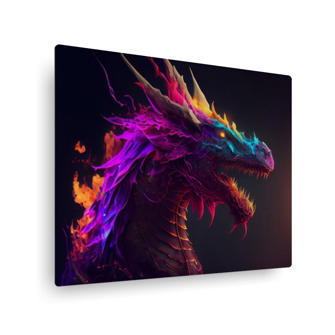 Unique Fierce Multi-color Dragon - Horizontal Metal Art - Etsy