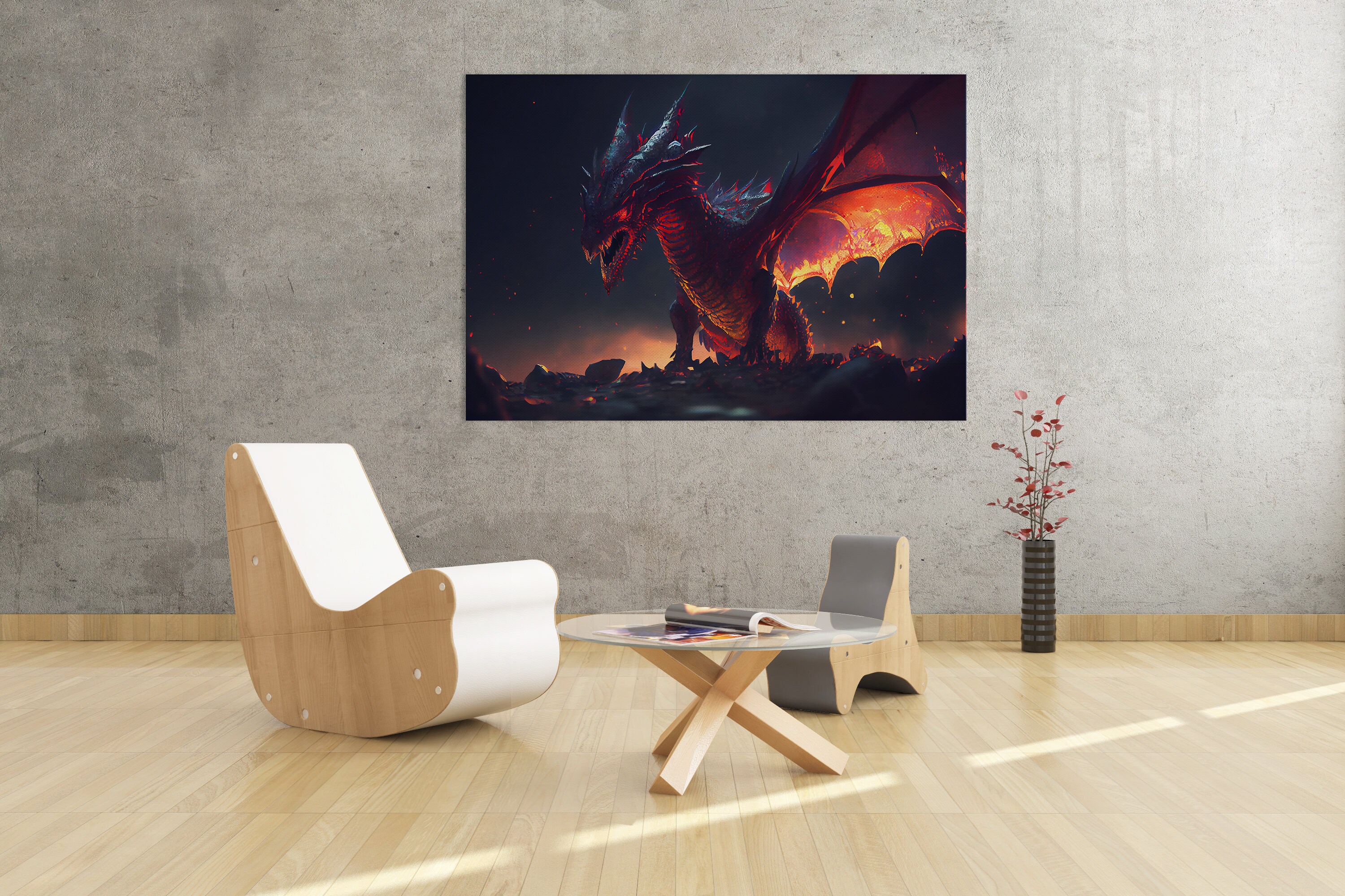 Unique 'wings of Fury' Red Fire Dragon Horizontal Metal Art - Etsy