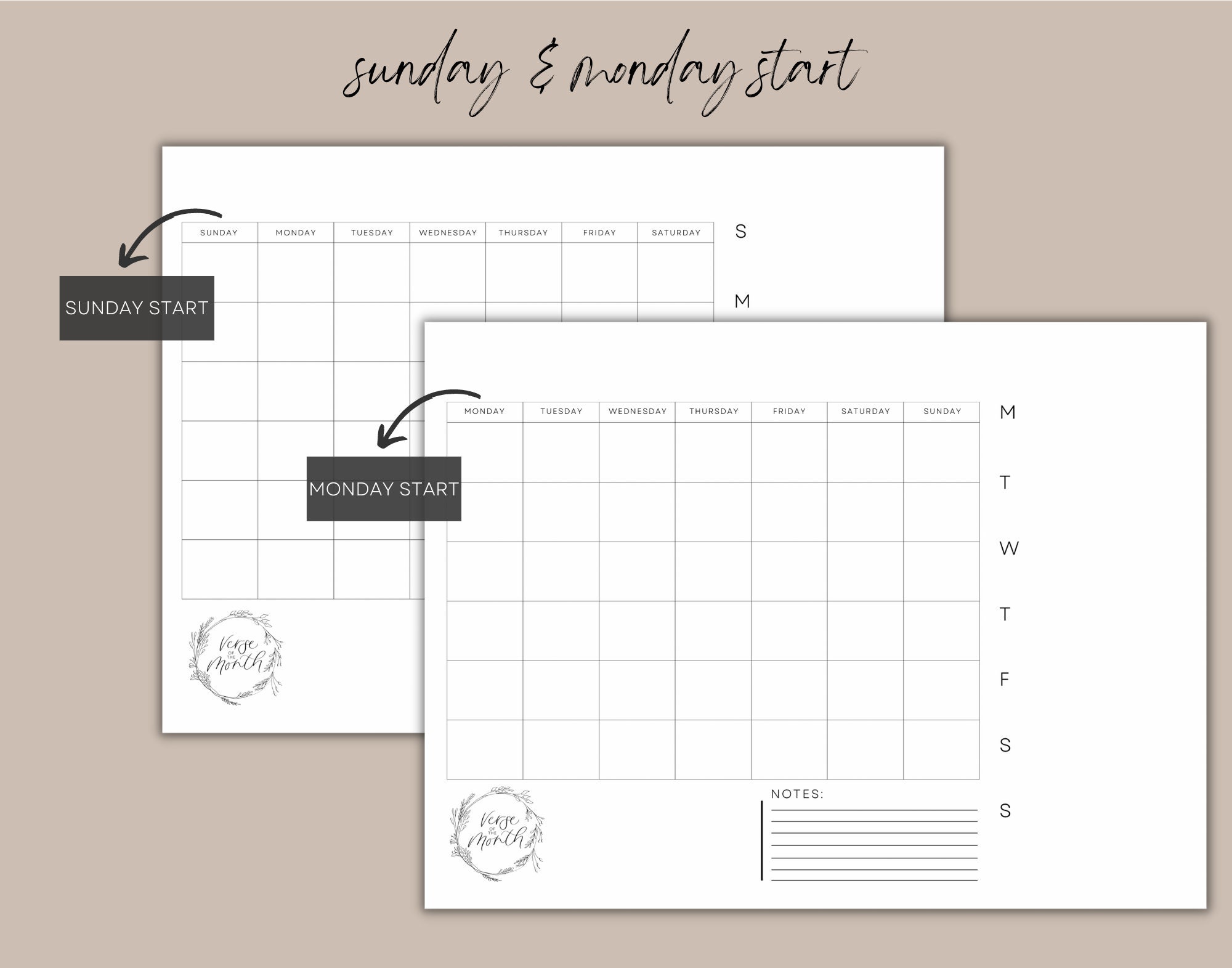 Blank Wall Calendar | Minimalist Printable Calendar | 2024 Calendar ...