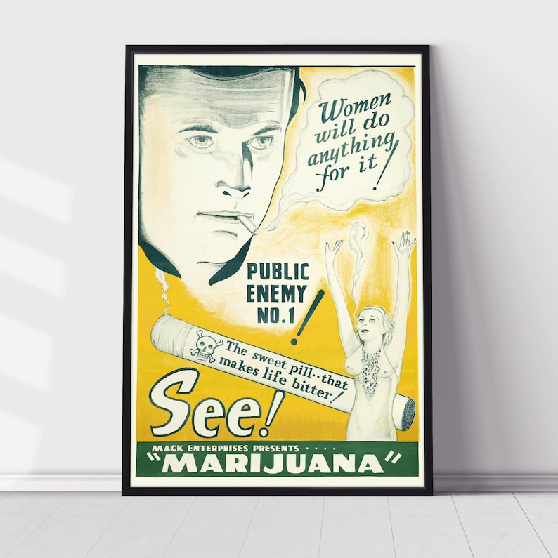 Reefer Madness Propaganda Movie Poster - Retro Marijuana Warning Art ...