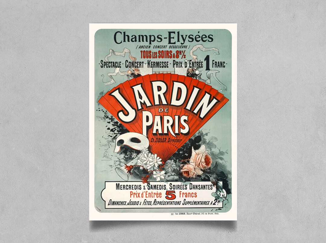 Vintage Champs-elysées Concert Poster Reprint: Parisian Nightlife Art ...