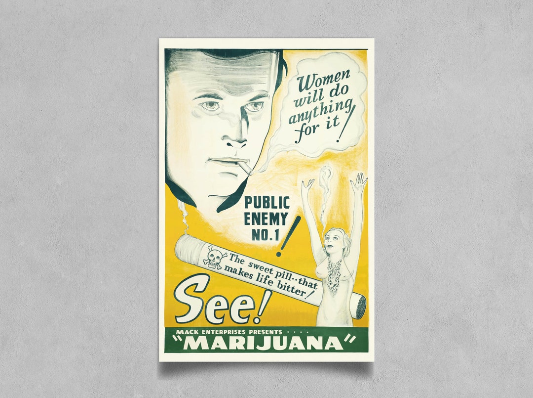 Reefer Madness Propaganda Movie Poster - Retro Marijuana Warning Art ...