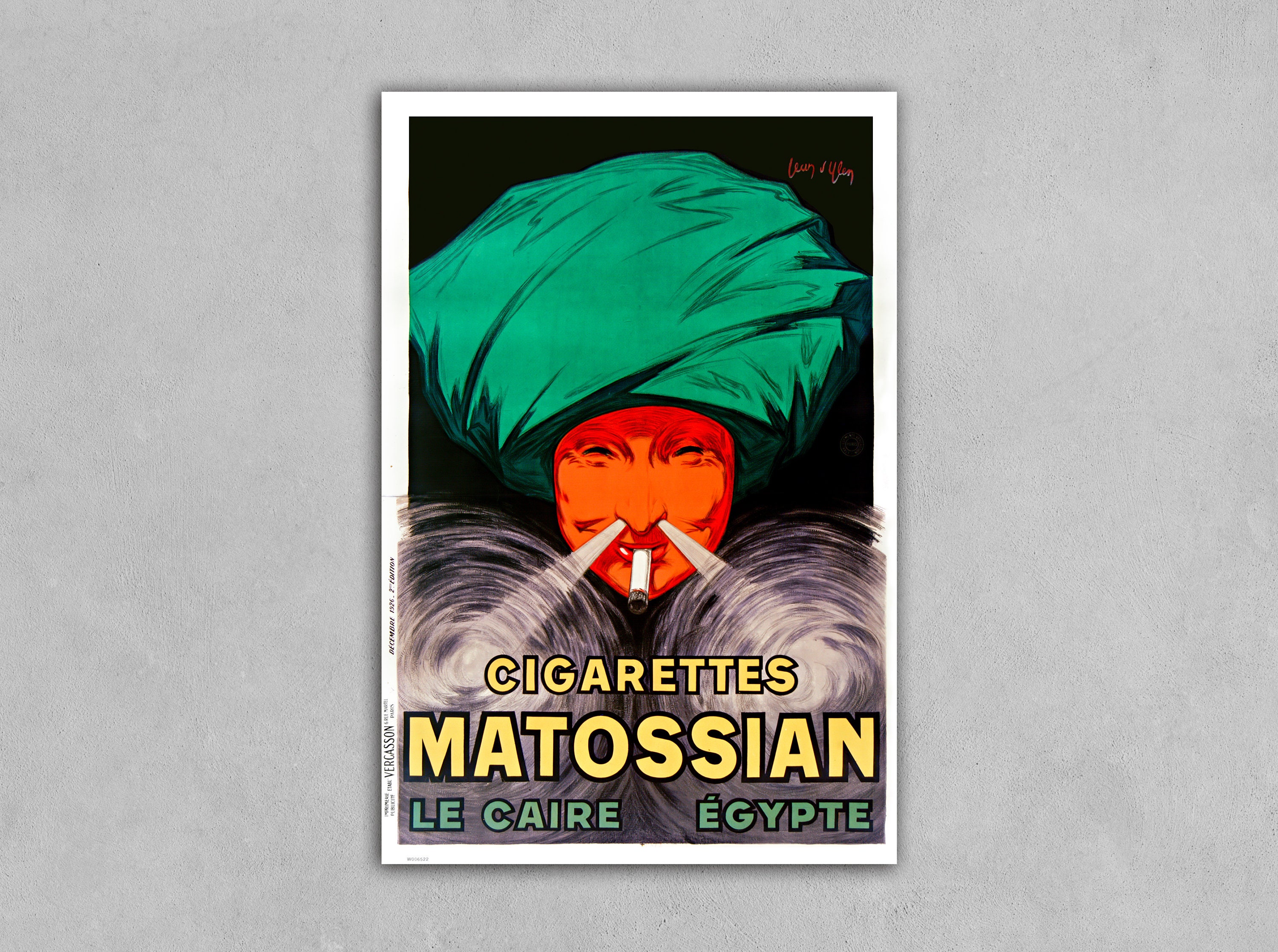 Vintage Cigarettes Matossian Le Caire Egypte Advertisment Poster ...