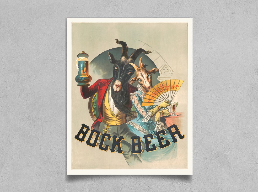 Vintage Bock Beer Poster No. 8 Print, Home Bar Decor, Beer Poster, Man ...