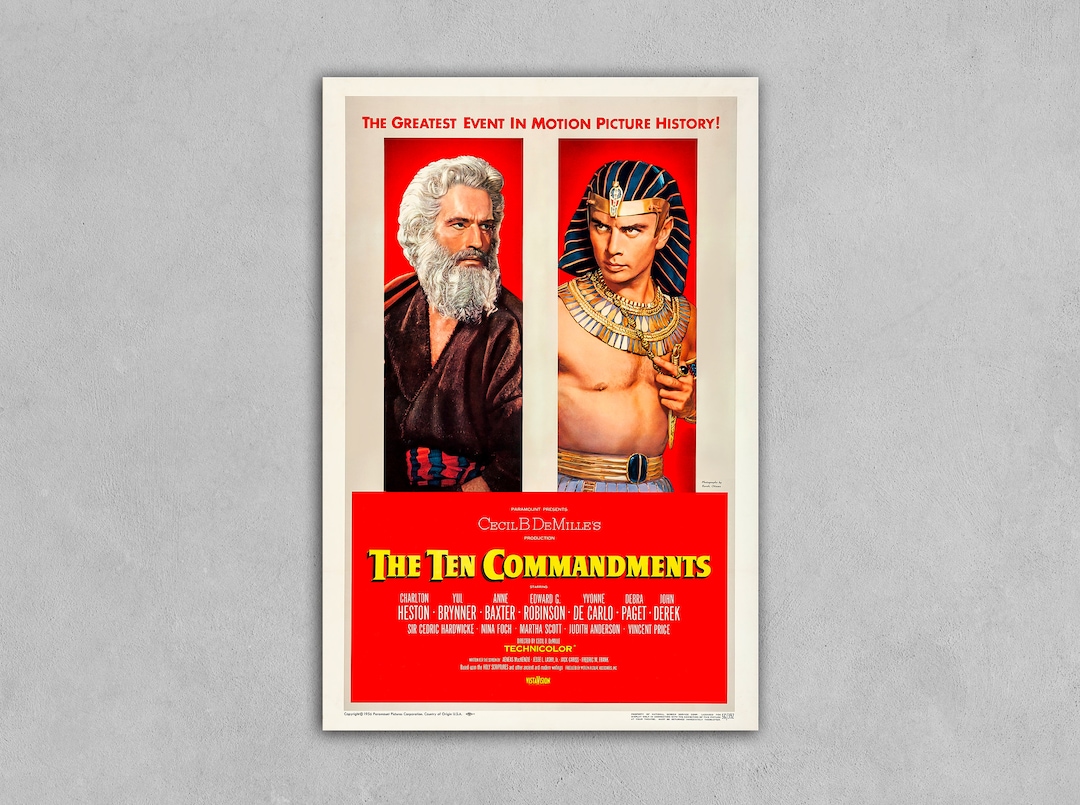 The Ten Commandments 1956 Film Poster Print, Cecil B. Demille, Charlton ...