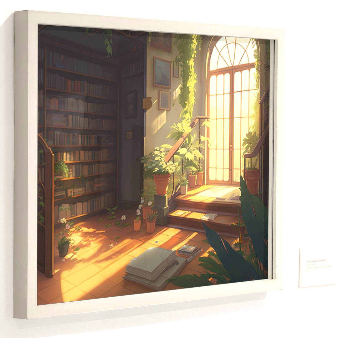 Anime Wall Decor Library Books Fantasy Artwork Digital Download Digital ...