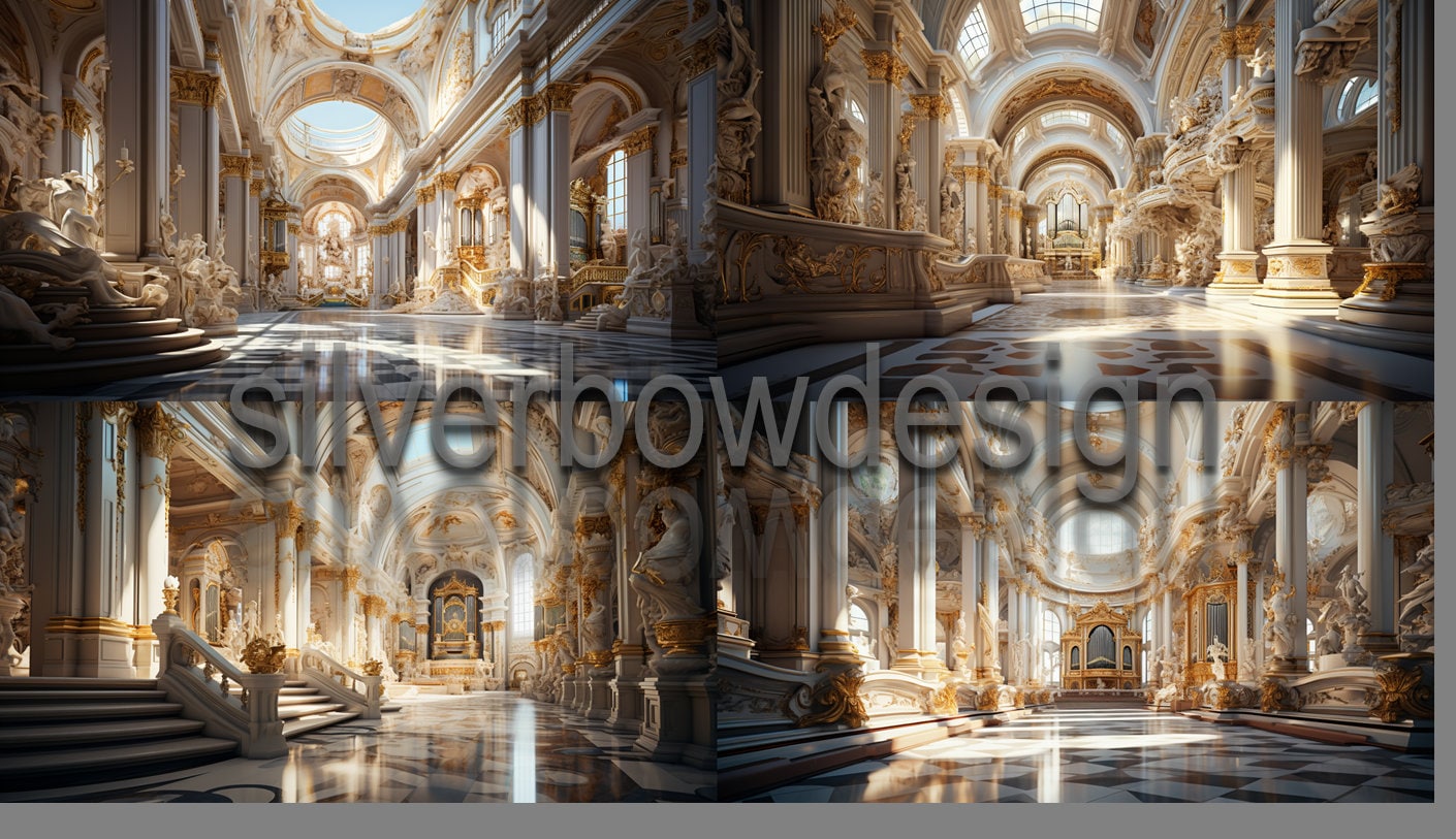 Zoom Virtual Backdrops Gallery Wall Set Baroque Style Vtuber ...