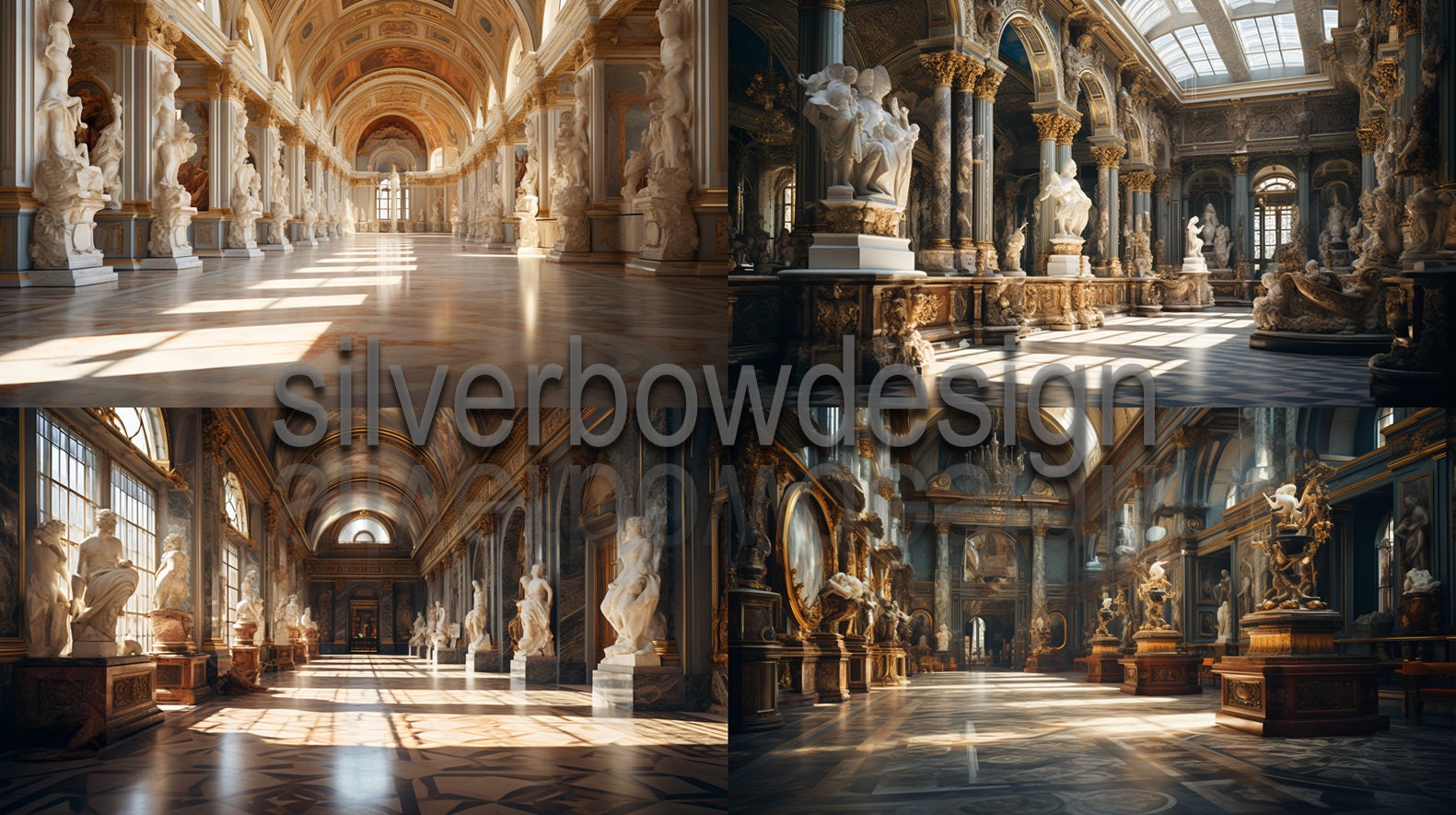 Zoom Virtual Backdrops Gallery Wall Set Baroque Style Vtuber ...