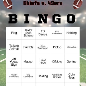 Superbowl Bingo Cards 2024 - Etsy