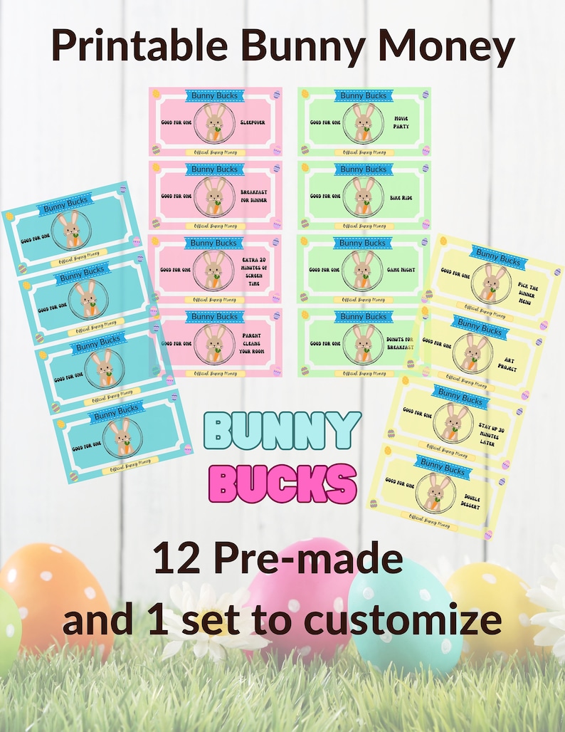 Bunny Bucks - Printable Easter Gift Certificates - Etsy