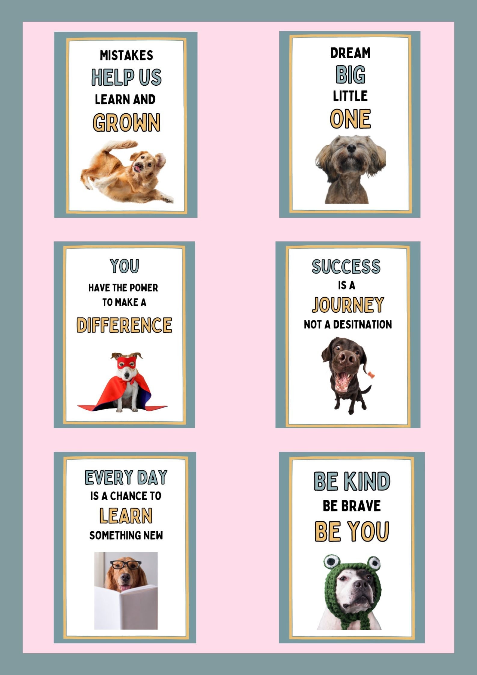 Dog Themed Classroom Sayings Posters-digital Images (6 Designs) - Etsy