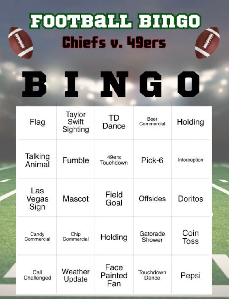 Superbowl Bingo Cards 2024 - Etsy