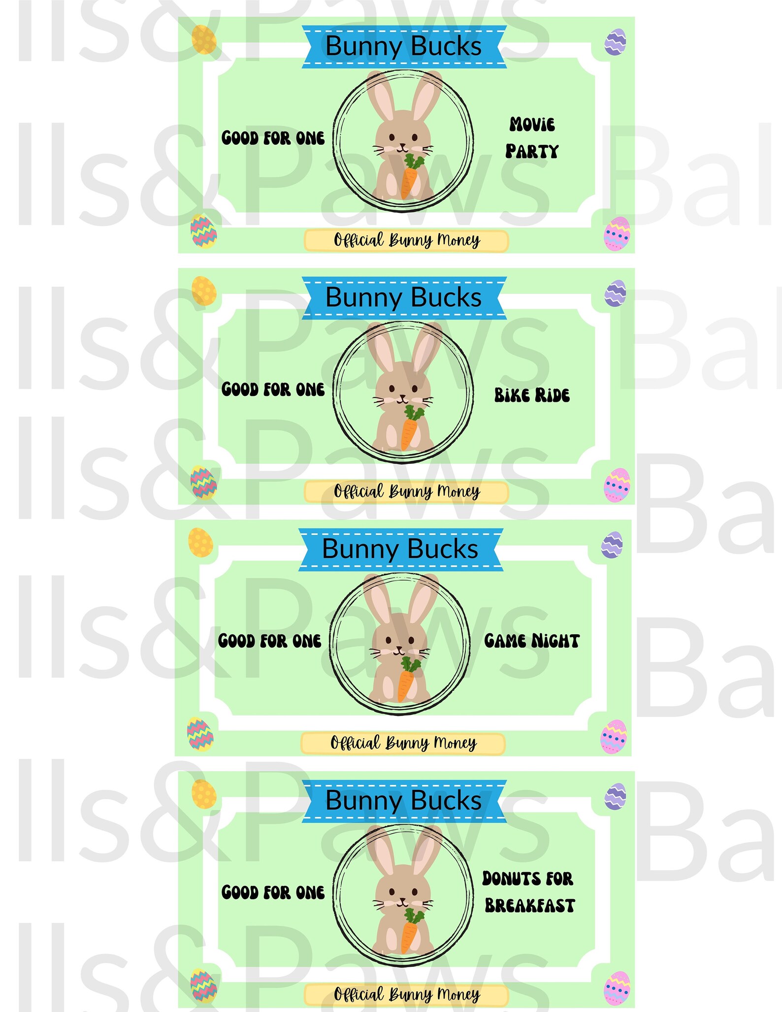 Bunny Bucks Printable Easter Gift Certificates - Etsy