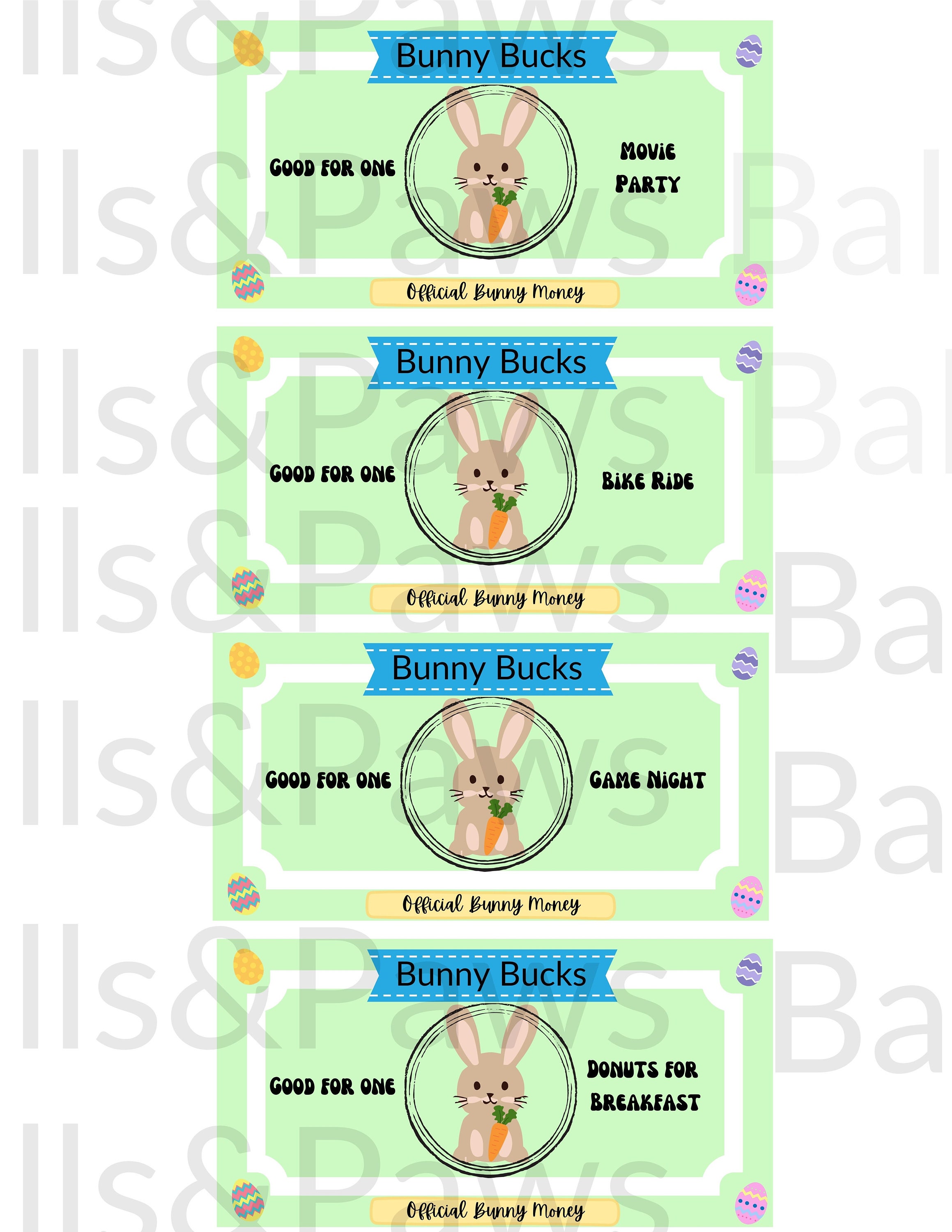 Bunny Bucks - Printable Easter Gift Certificates - Etsy