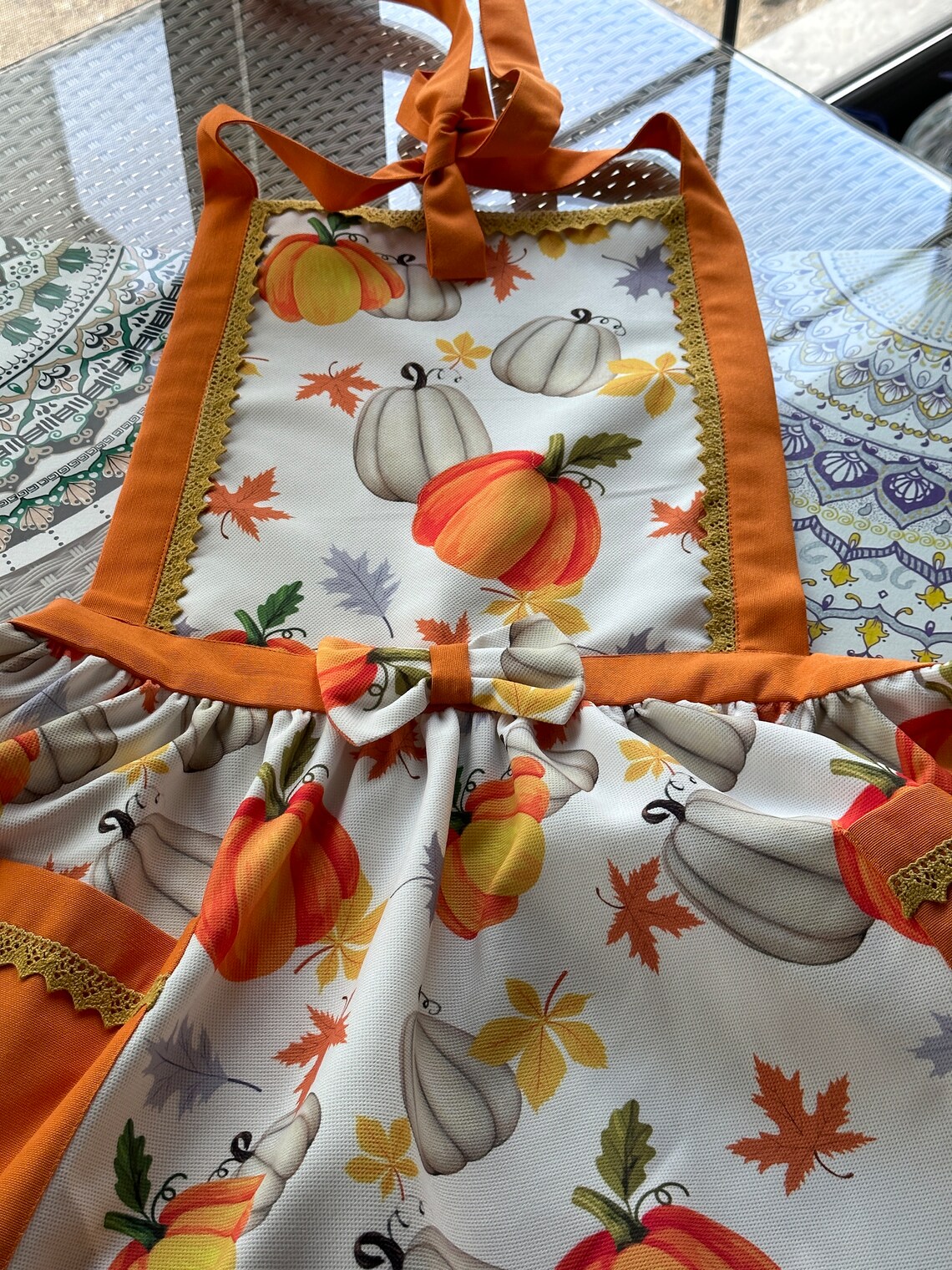 Aprons for Women/handcrafted Pumpkin-patterned Apron With Lace - Etsy