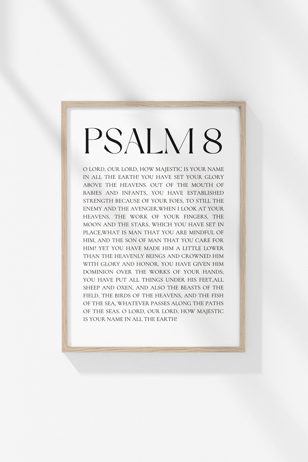 Psalm 8, Bible Verse Print, Christian Wall Poster, Christian Wall Decor ...