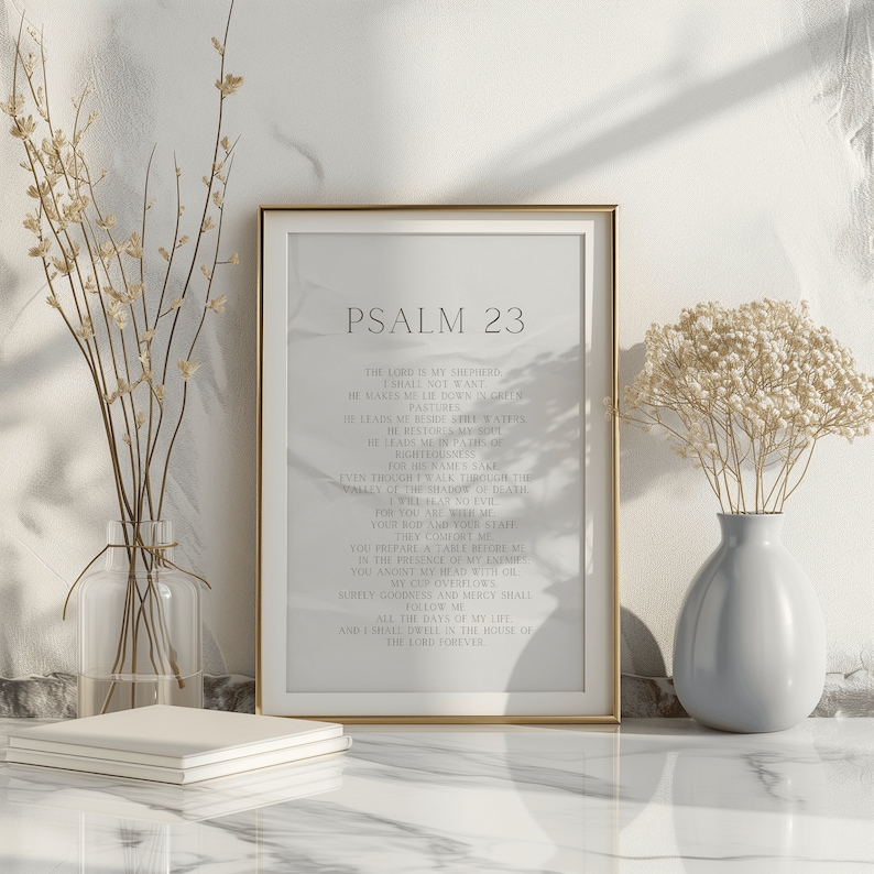 Psalm 23 Wall Art, Psalm 23, Vintage Bible Verse Poster, Christian Wall ...