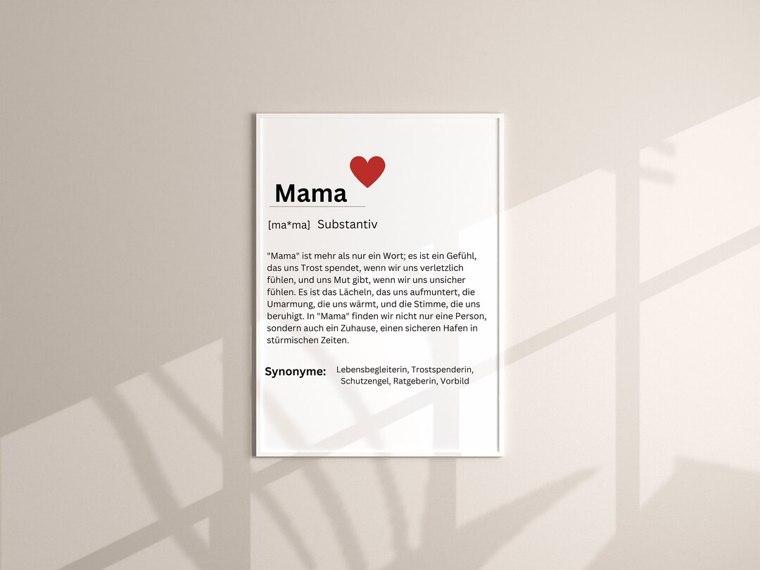 Mama Poster, Definition Mama, Gift, Poster for the Living Room - Etsy
