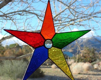 Stained Glass Hanging Star Suncatcher Window Decoration - Etsy