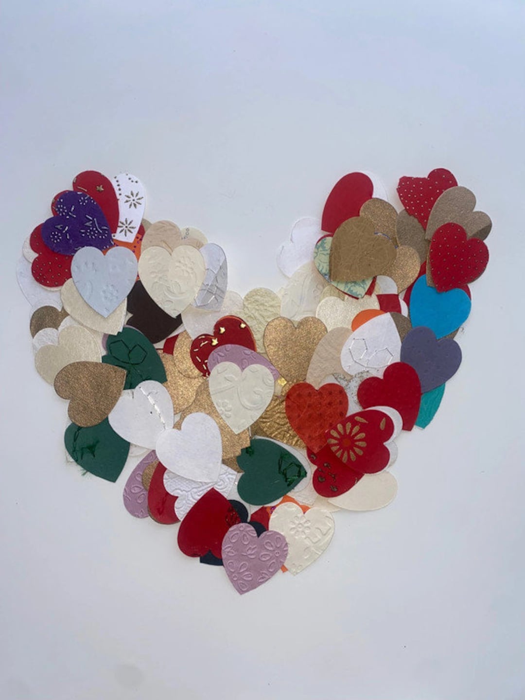 Small Valentine Love Heart Die Cuts, Hand Made Paper Toppers Card ...