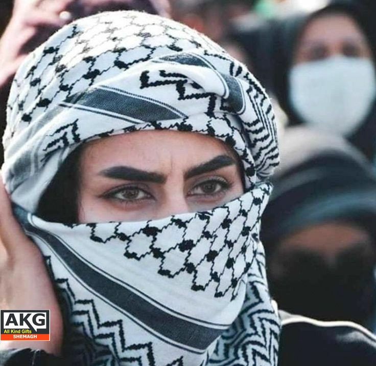 Hirbawi Shemagh Keffiyeh Unisex Scarf, Palestine Black White Kuffiyah ...