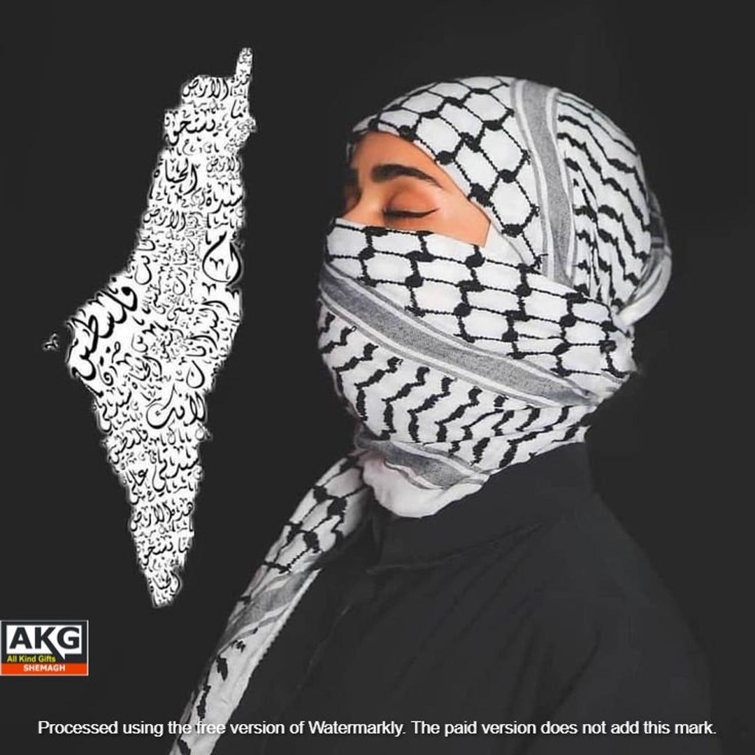 Palestinian Shemagh Keffiyeh Scarf, Black White Shemagh, Free Palestine ...