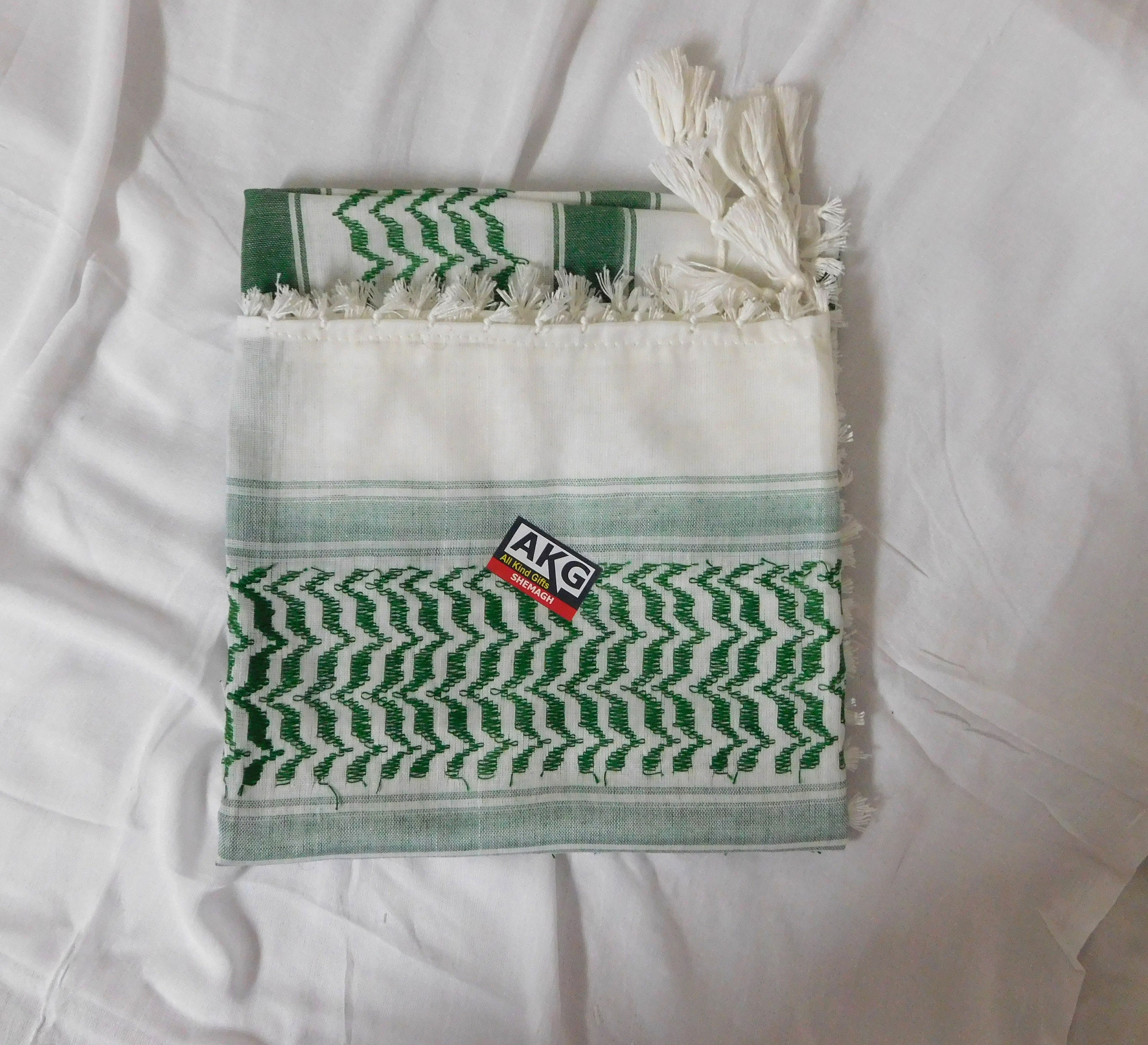 Hirbawi Shemagh Keffiyeh Unisex Scarf, Palestine Black White Kuffiyah ...