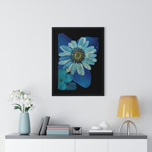 Blue Paper Flowers Art Framed Vertical Poster Flower Artprint for Home ...