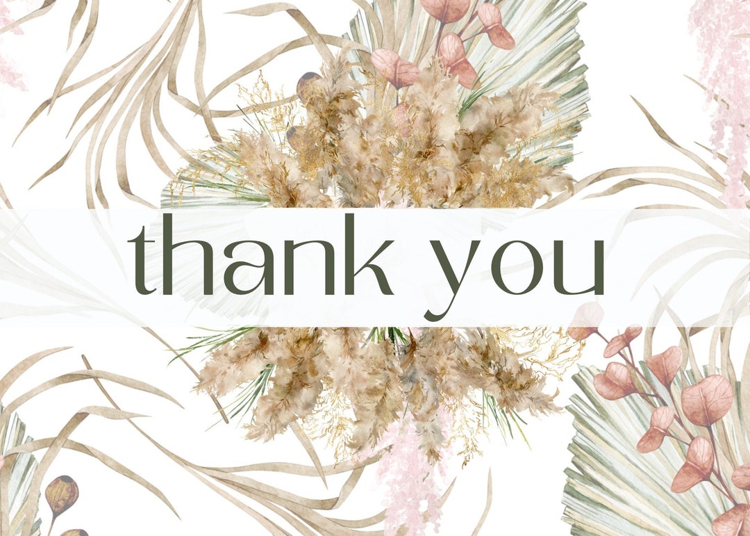 Boho Thank You Card - Etsy