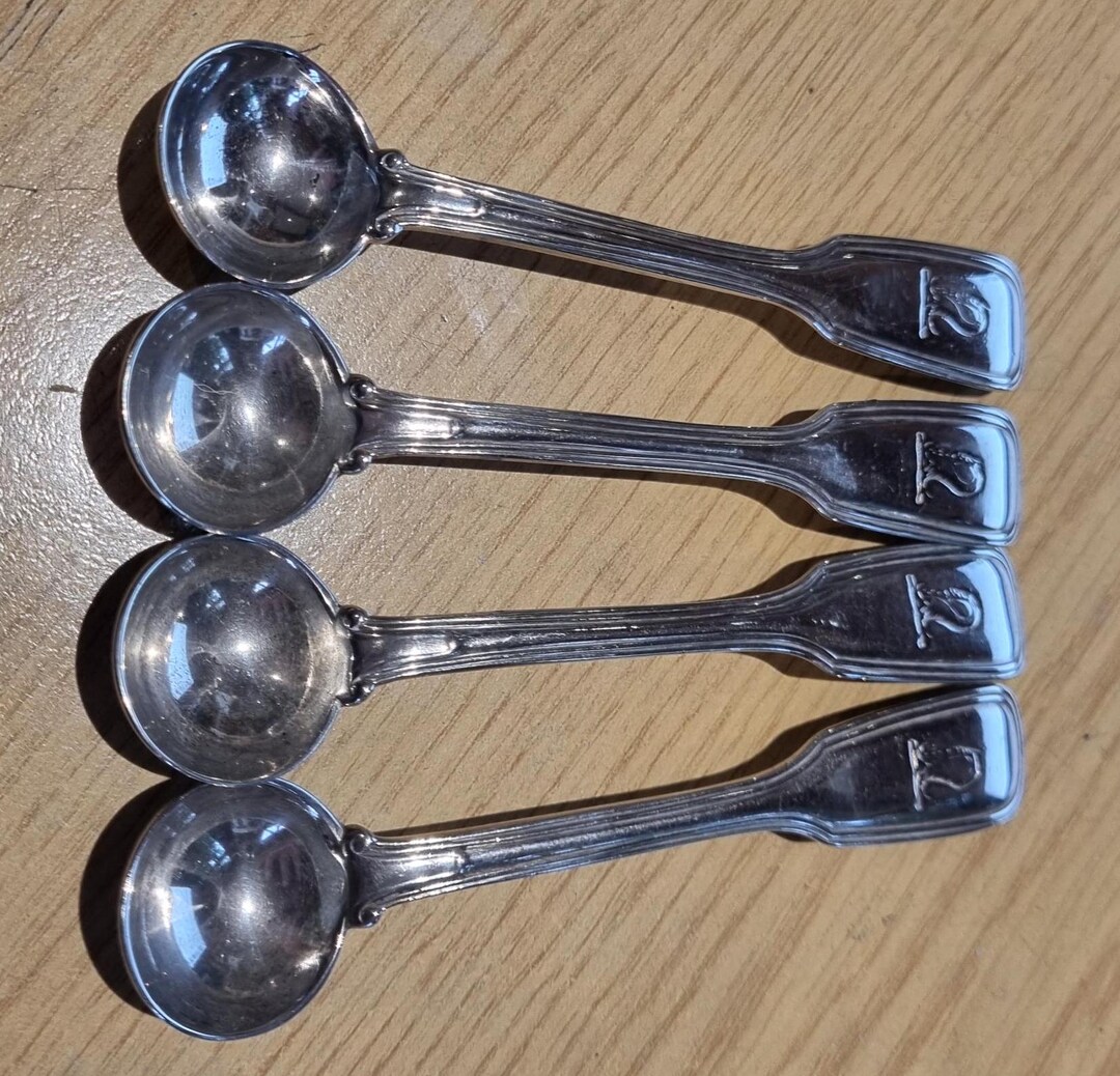 Set Four Antique Silver Salt Spoons by George William Adams Hallmarked ...