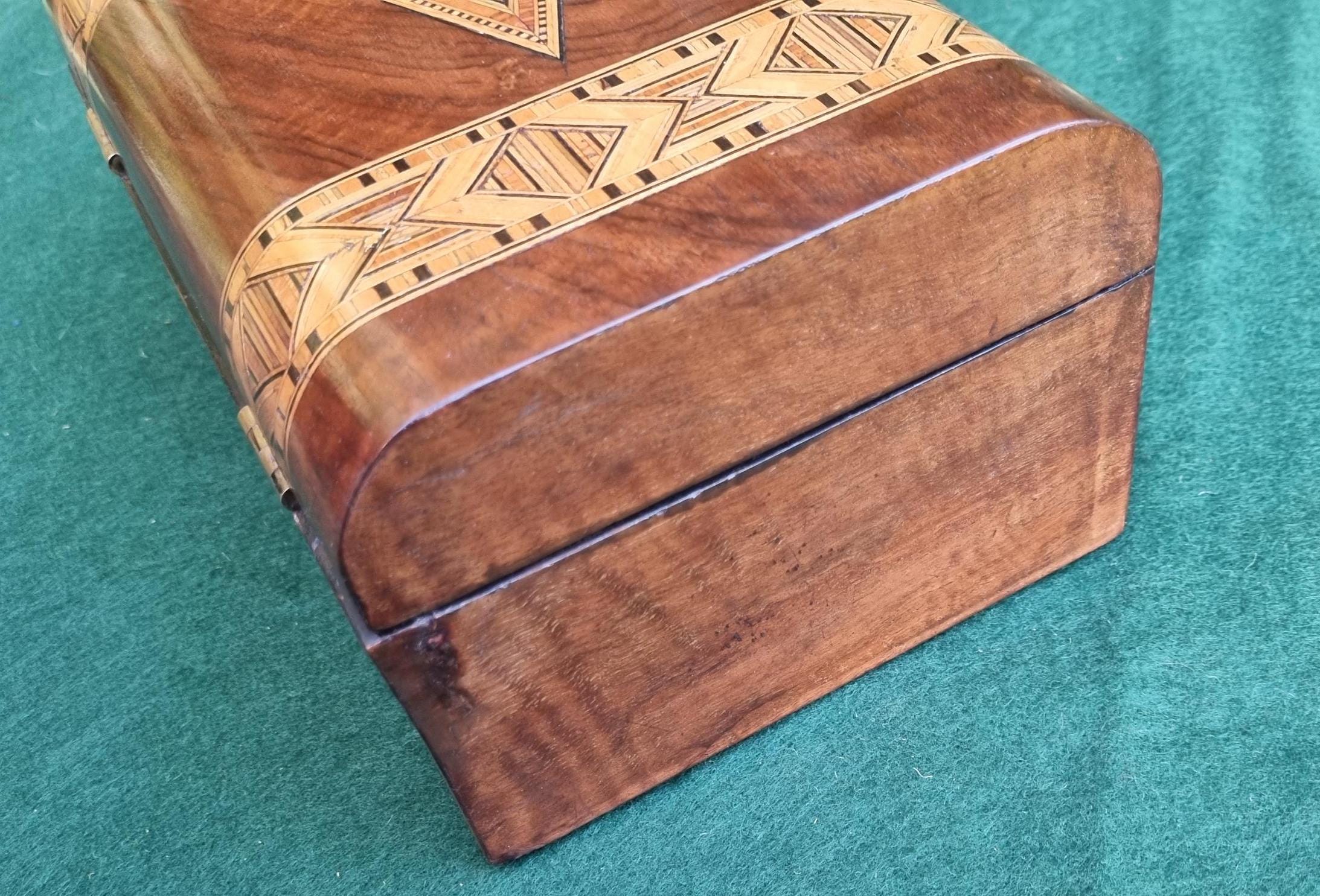 Victorian Walnut Jewelry Box: Inlaid Wood, Antique Sewing Box, C 1860 ...