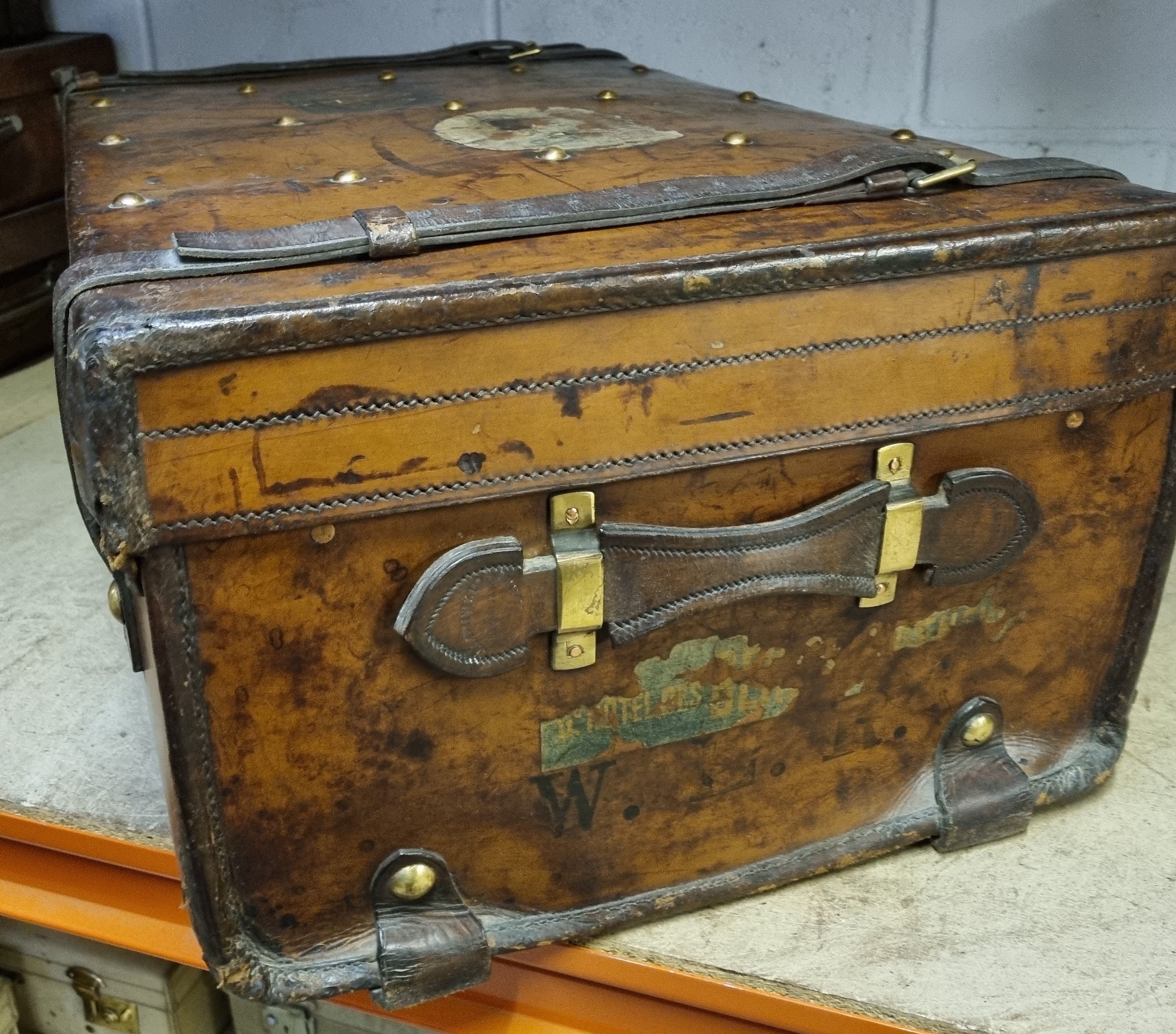 Vintage Leather Trunk 33" X 19" X 13" in Original Condition by Sweeney ...