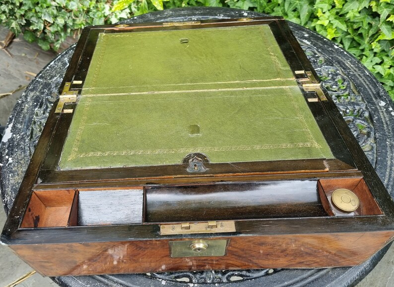 Antique Figured Walnut Writing Box With Brass Edging 16" X 10" X 7" - Etsy