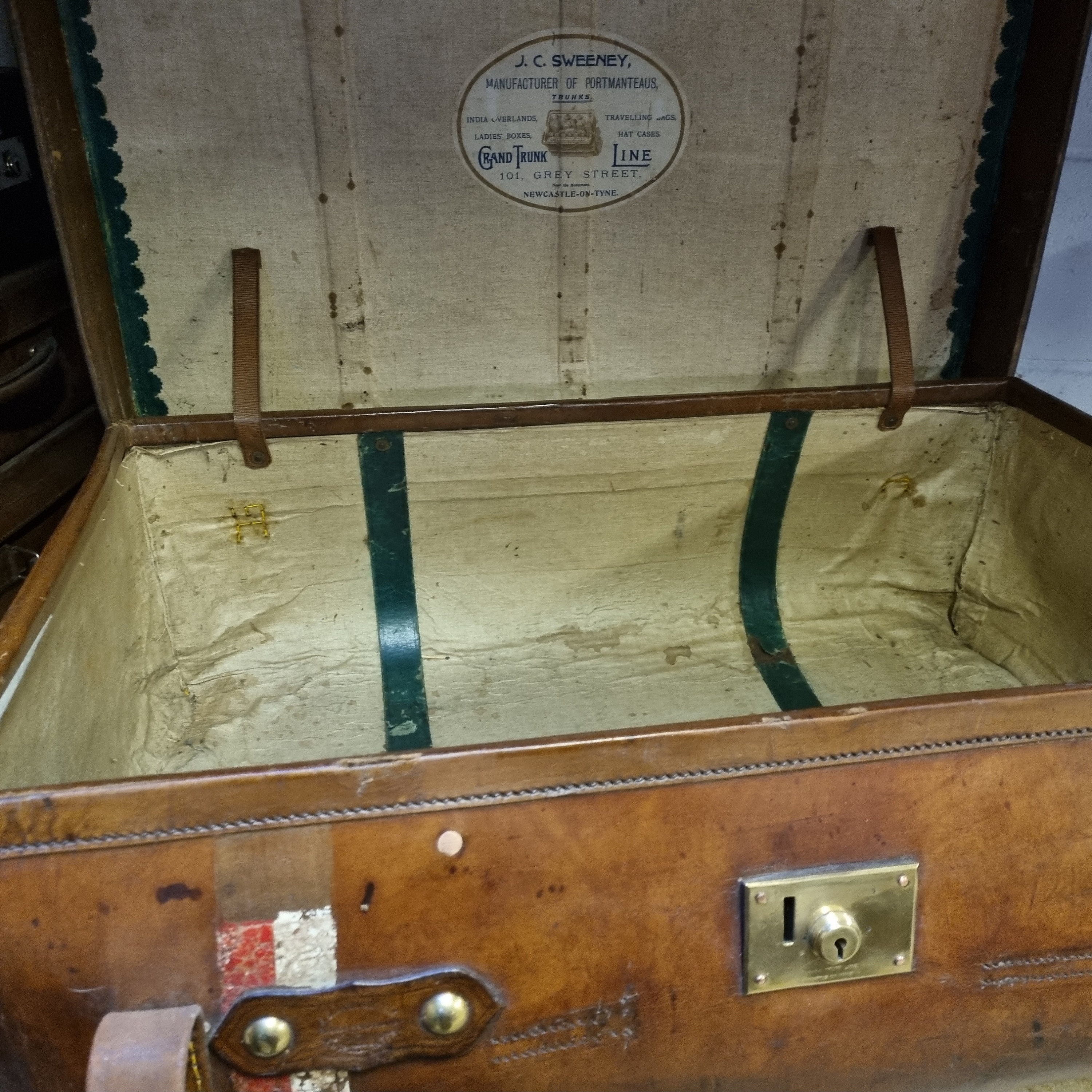 Vintage Leather Trunk 33" X 22" X 12" in Original Condition by Sweeney ...