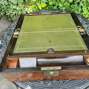 Antique Figured Walnut Writing Box With Brass Edging 16 X 10 X 7 - Etsy