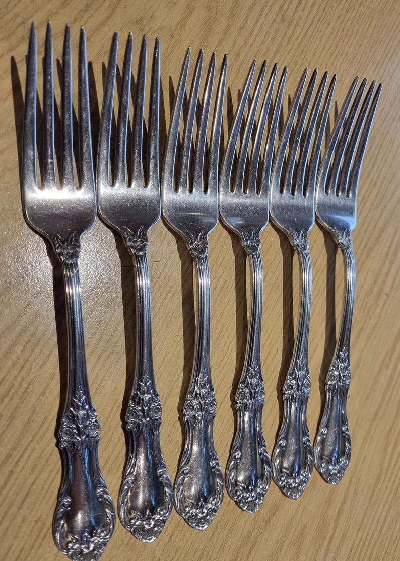 Set 6 Antique Sterling Silver Forks Queen's Pattern C 1880 - Etsy