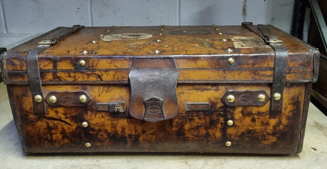 Vintage Leather Trunk 33" X 19" X 13" in Original Condition by Sweeney ...