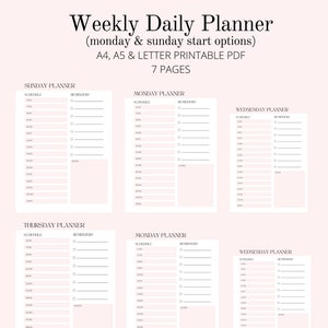 PRINTABLE Weekly Planner & Schedule, Pink to Do List, Work Productivity ...