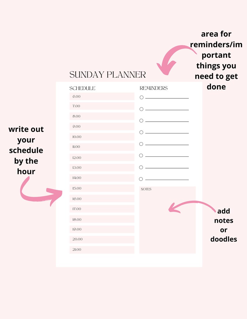 PRINTABLE Weekly Planner & Schedule, Pink to Do List, Work Productivity ...