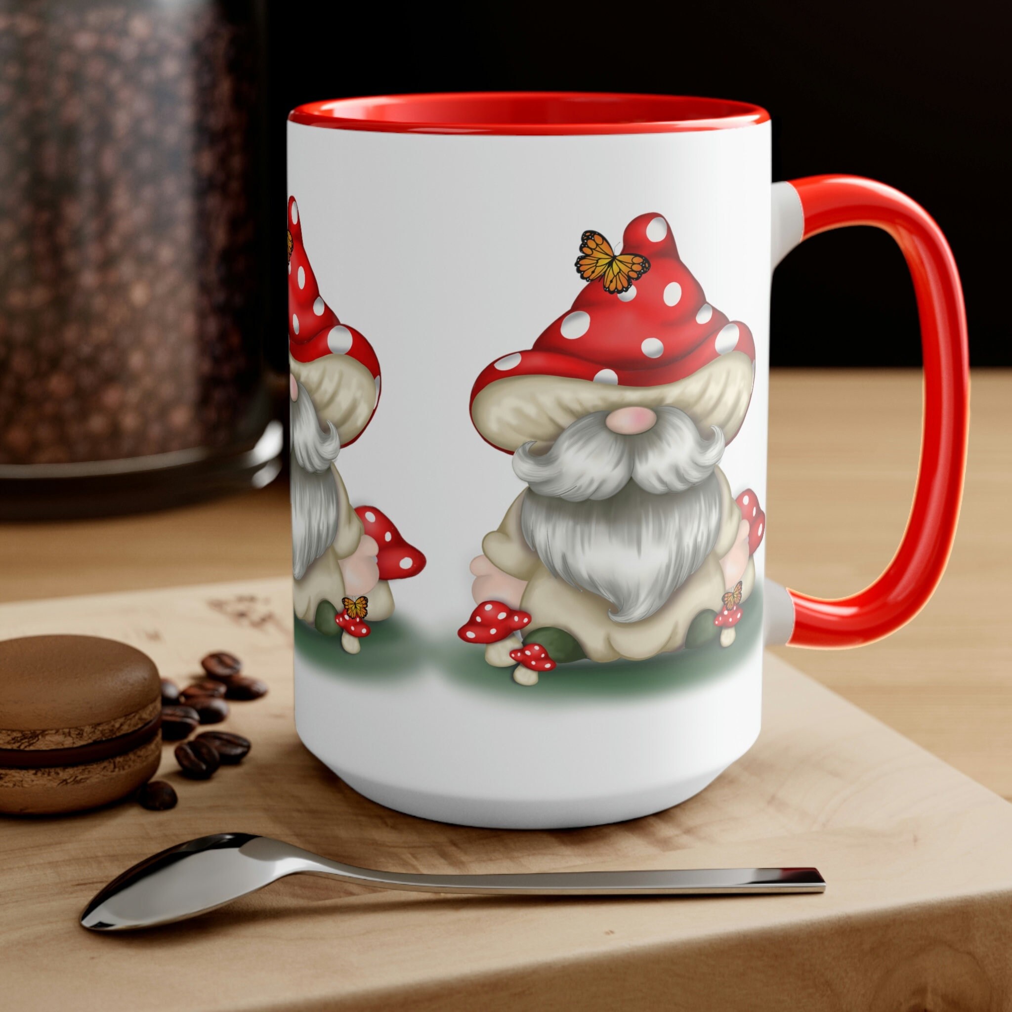Mushroom and Butterfly Gonk Gnome Coffee Mug, 15oz Gonk Gnome Cute ...