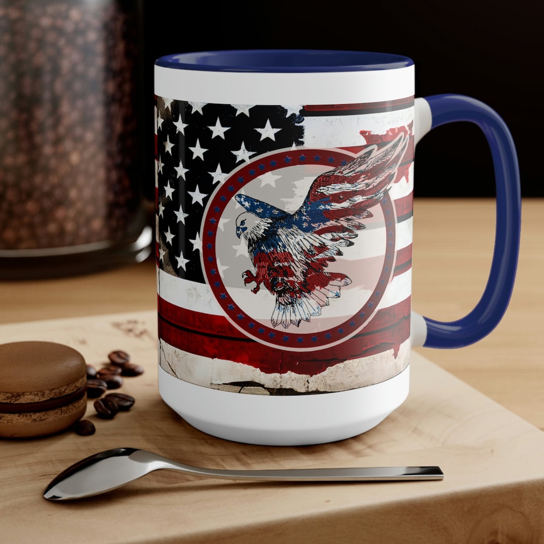 American Eagle Flag Patriotic Coffee Mug, 15oz America Patriot Eagle ...