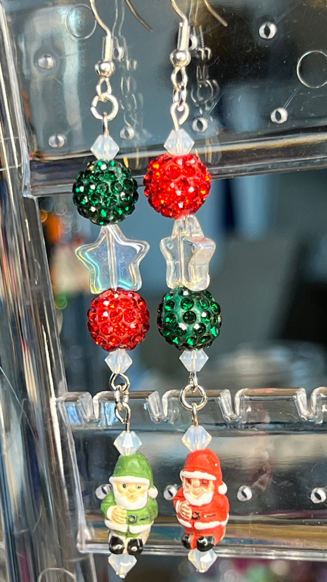 Santa Clause Red/green Santas With Sparkle Balls and Glass - Etsy