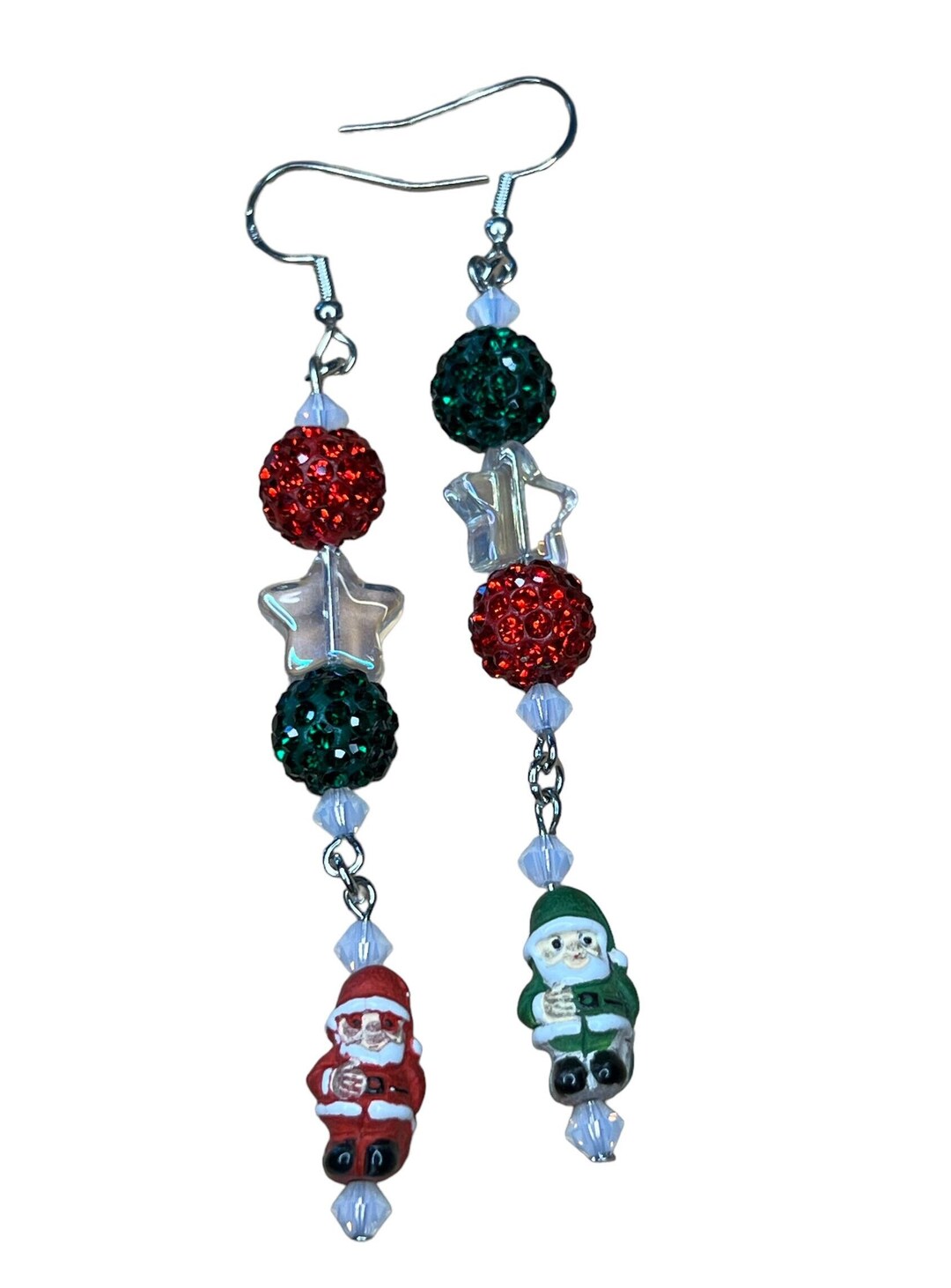 Santa Clause Red/green Santas With Sparkle Balls and Glass - Etsy