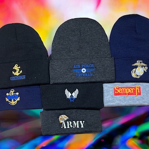 The United States Military Forces Logo Design Type Knit Beanies ...
