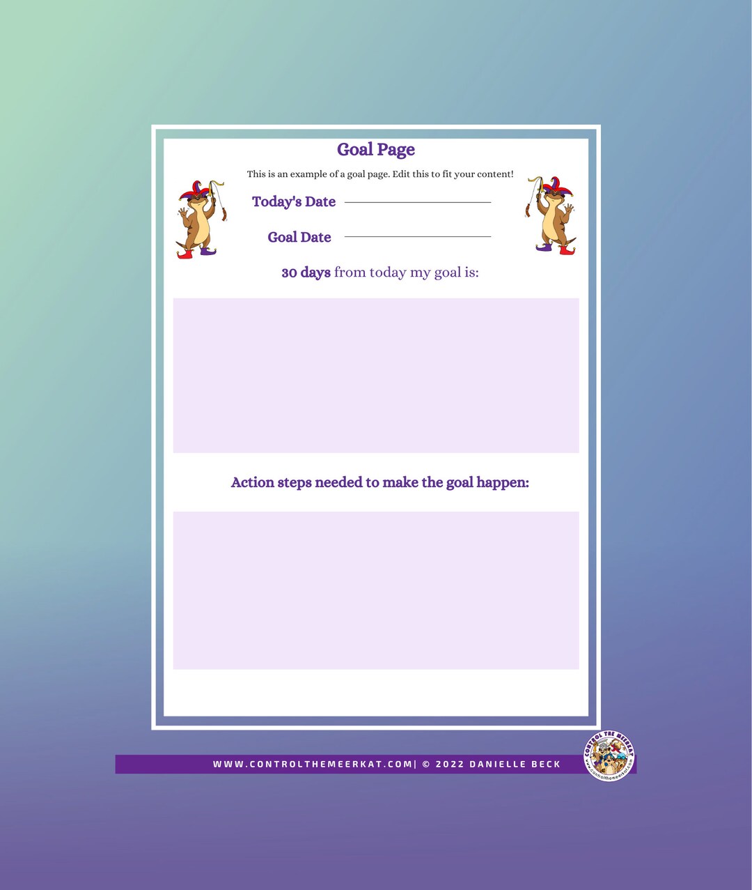 Goal Page Printable - Etsy