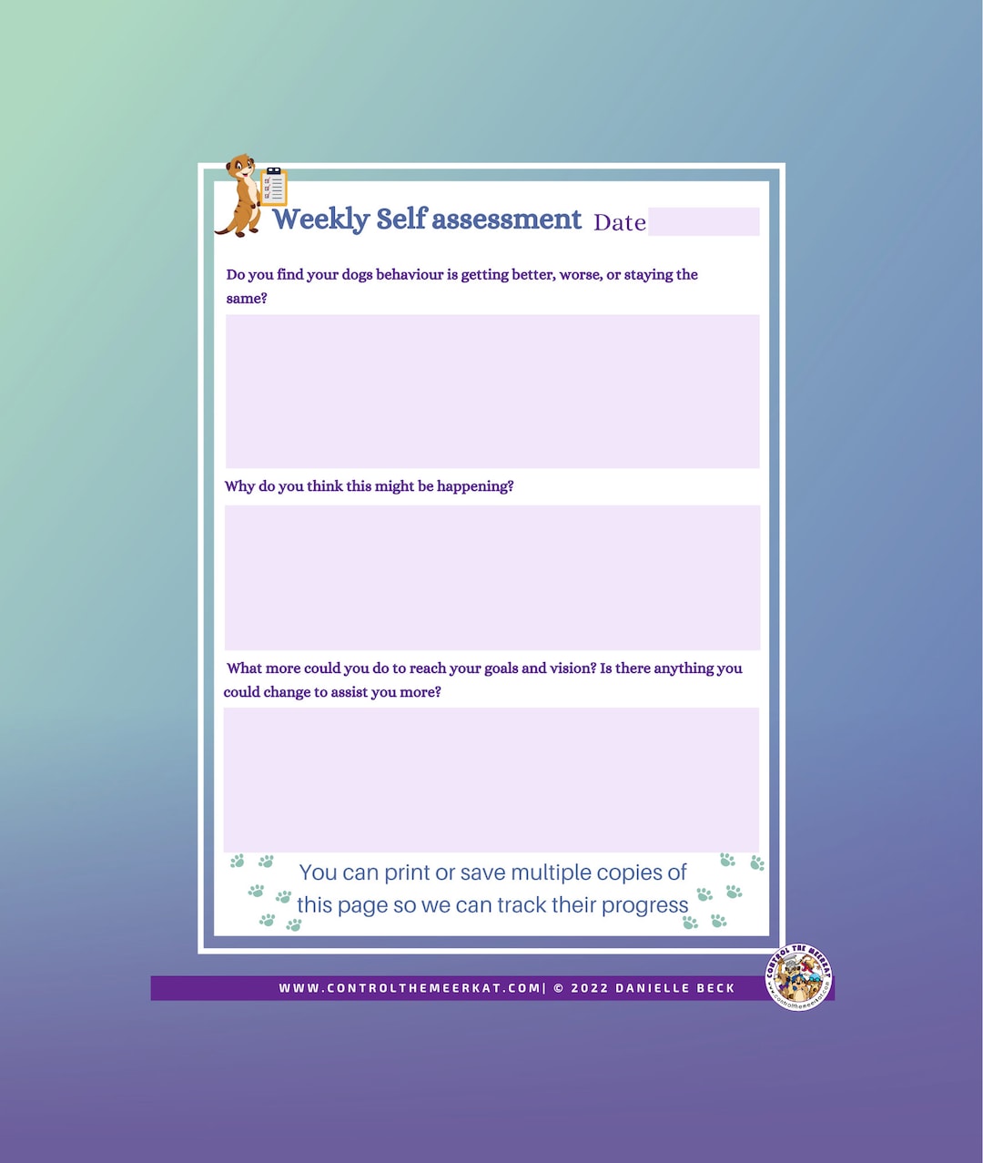 Weekly Self Assessment Printable - Etsy