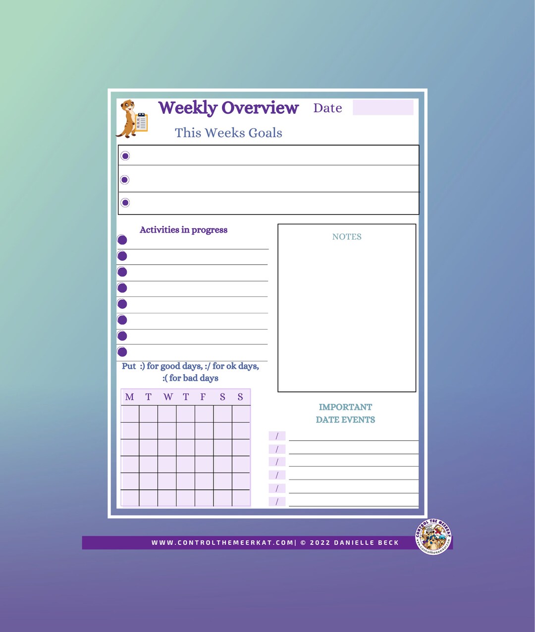 Weekly Overview Printable - Etsy