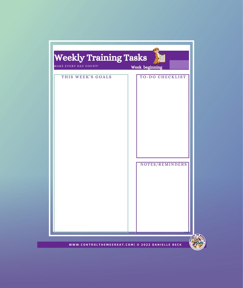 Weekly Training Tasks Printable - Etsy