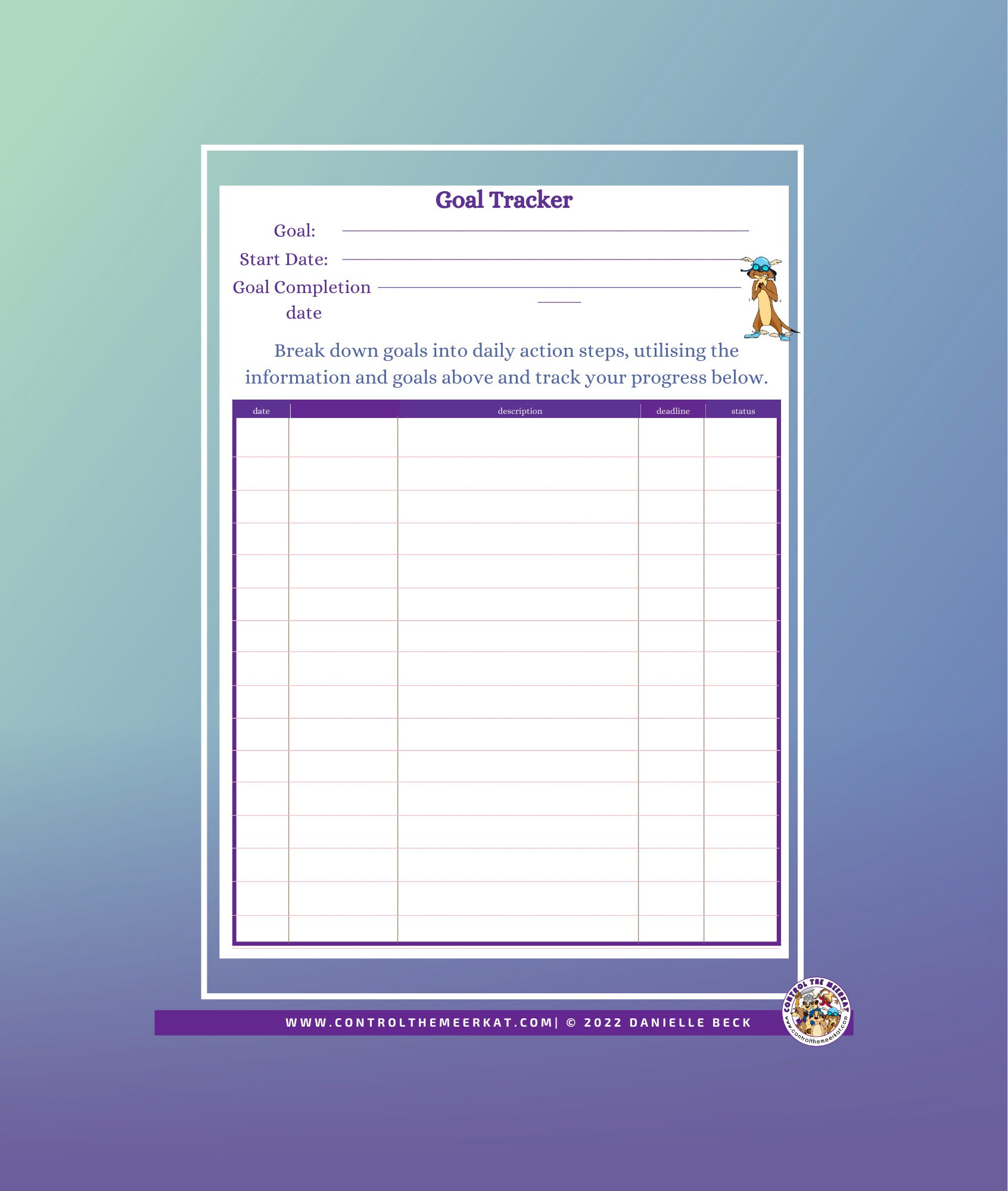 Goal Tracker Printable - Etsy